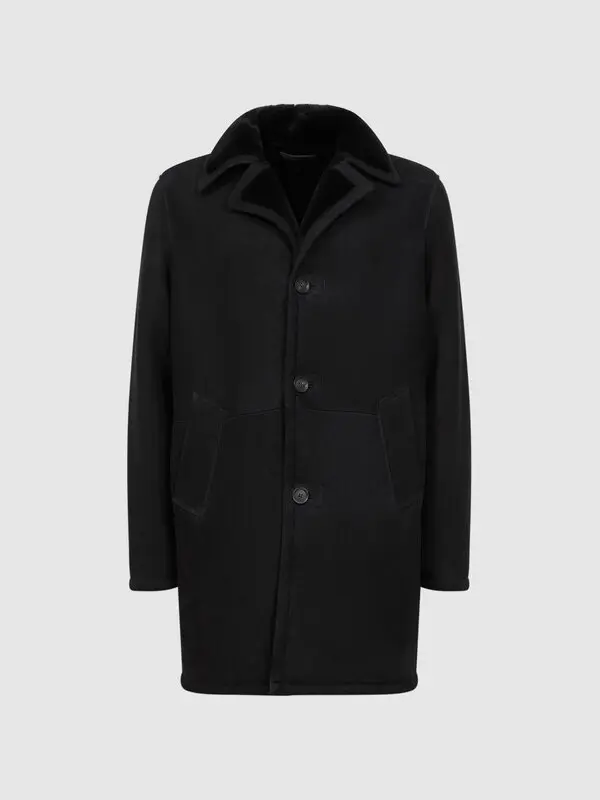 OSCAR JACOBSON Leather Suede Coat With Lambswool Lining