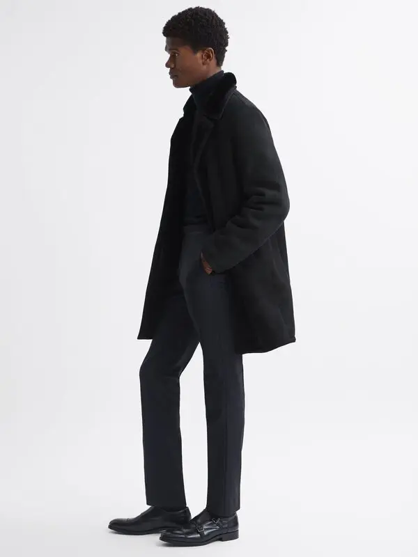 OSCAR JACOBSON Leather Suede Coat With Lambswool Lining