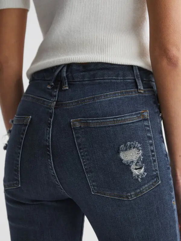 Good American Good Legs Released Hem Skinny Jeans - Dark Blue
