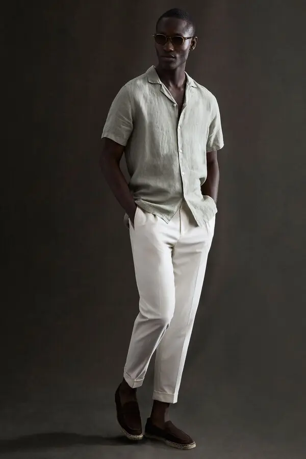 rufus dress shirts Reiss Rufus Linen Cuban Collar Shirt In Sage - 31% Off
