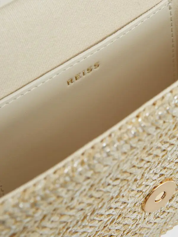 REISS Raffia Clutch Bag
