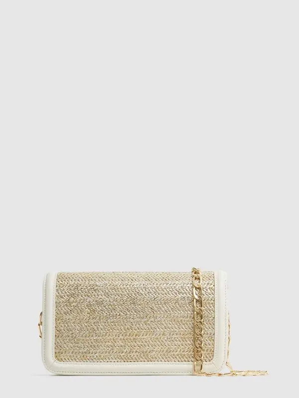 REISS Raffia Clutch Bag