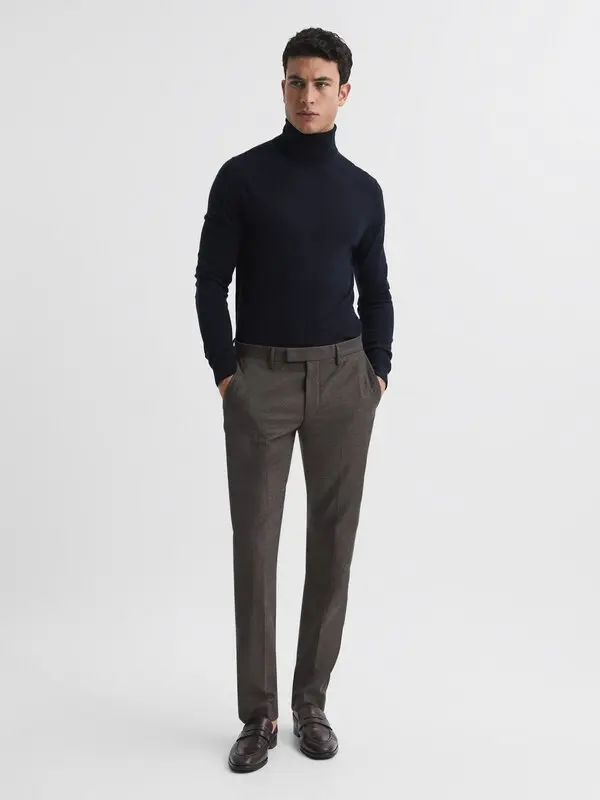 REISS Caine Merino Wool Roll-neck Jumper - Navy