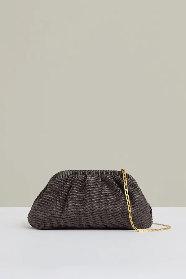 REISS Gia Raffia-effect Clutch Bag