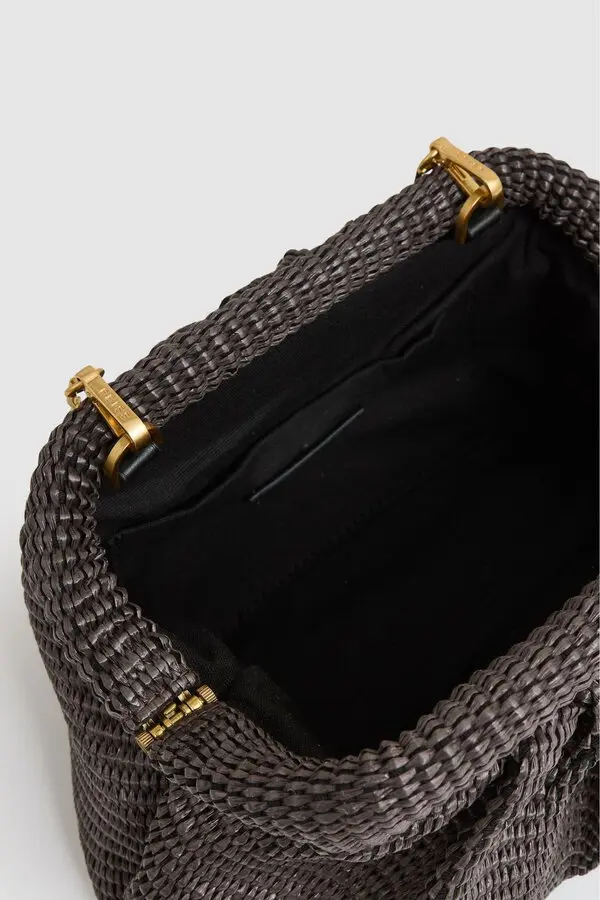 REISS Gia Raffia-effect Clutch Bag