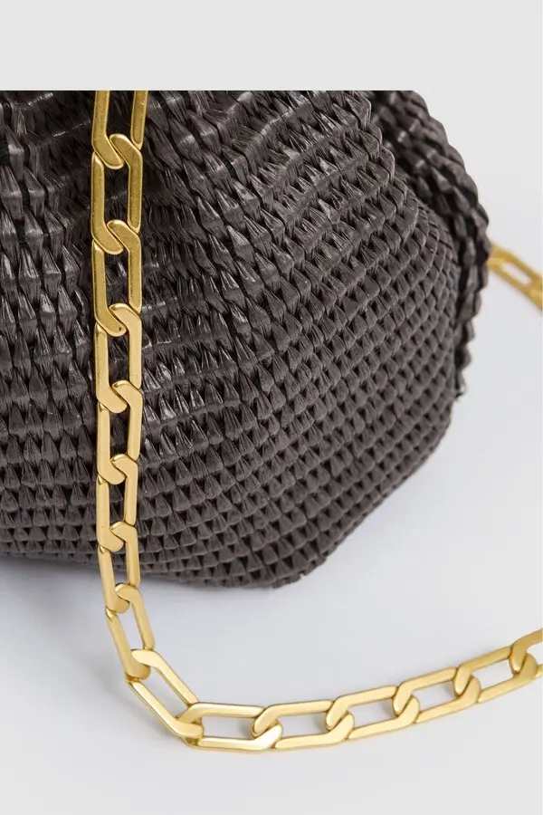 REISS Gia Raffia-effect Clutch Bag