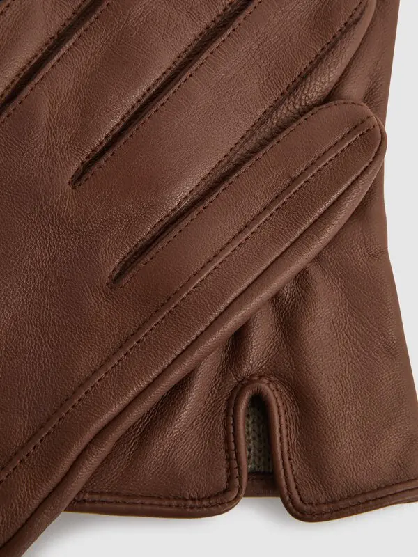 REISS Giselle Leather Gloves - Tan