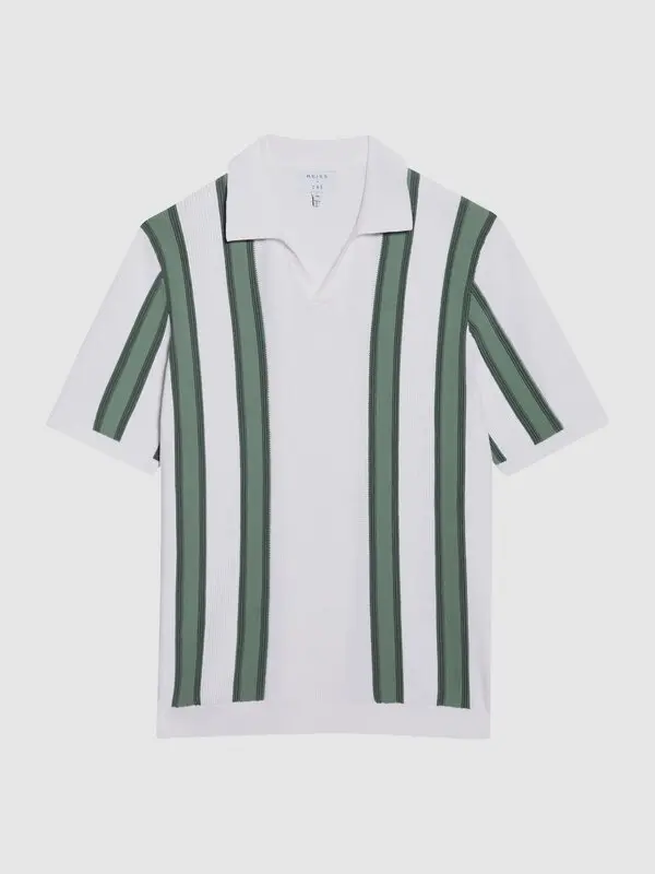 REISS Che| Che Ricco Open Collar Striped Polo T-shirt