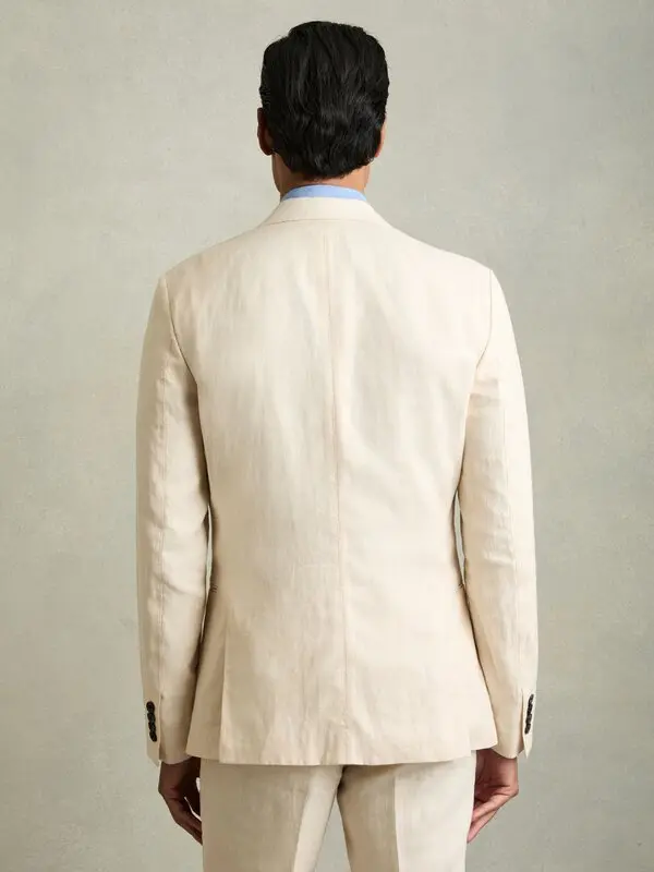REISS Kin Tailored Fit Single-breasted Linen Blazer - Stone