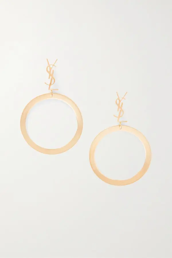 Saint Laurent Brass Hoop Earrings Gold Editorialist