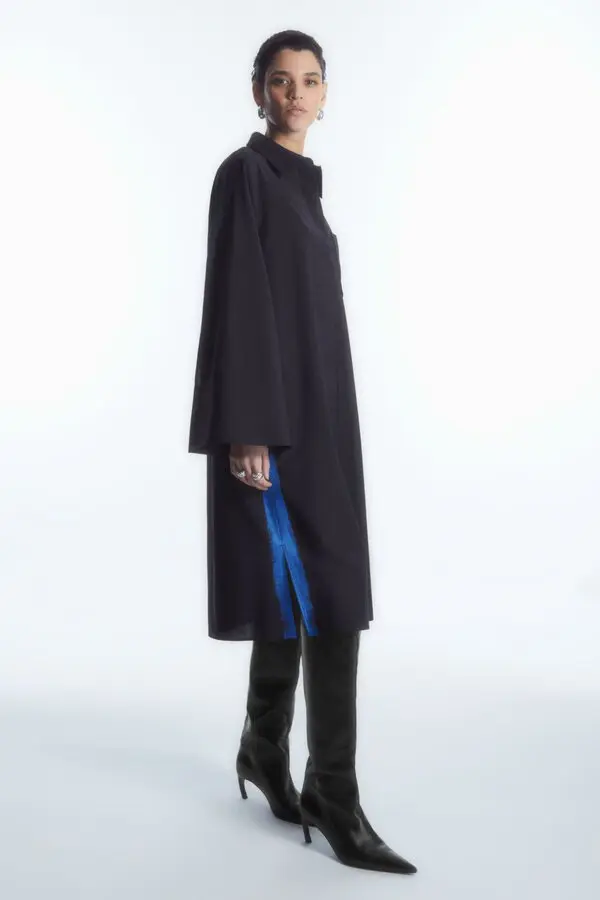 cos wool shirt dress DECONSTRUCTED WOOL MIDI SHIRT DRESS