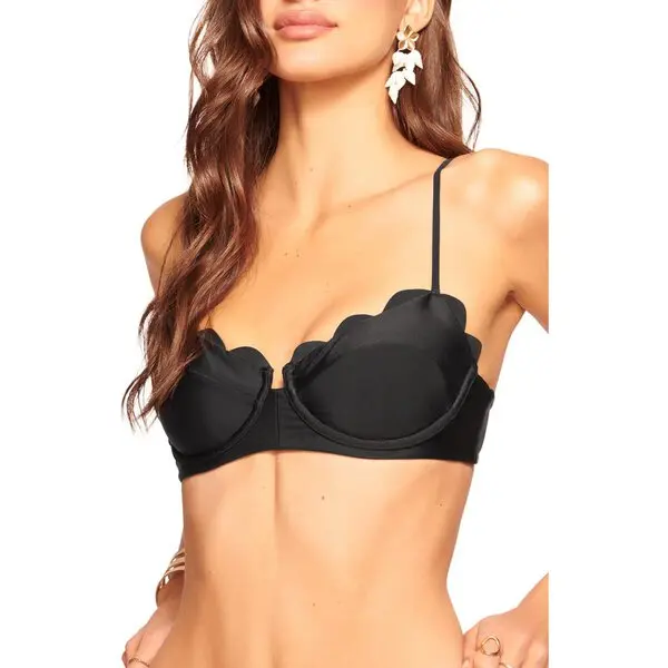 Ramy Brook Leyla Scalloped Underwire Bikini Top - Black