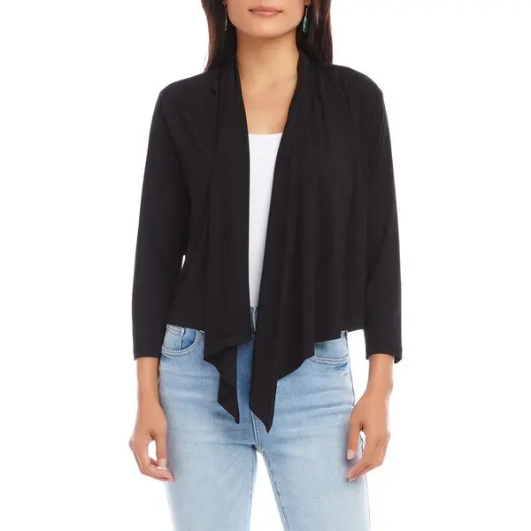 Karen Kane Calli Draped Open Front Cardigan - Black