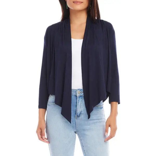Karen Kane Calli Draped Open Front Cardigan - Navy