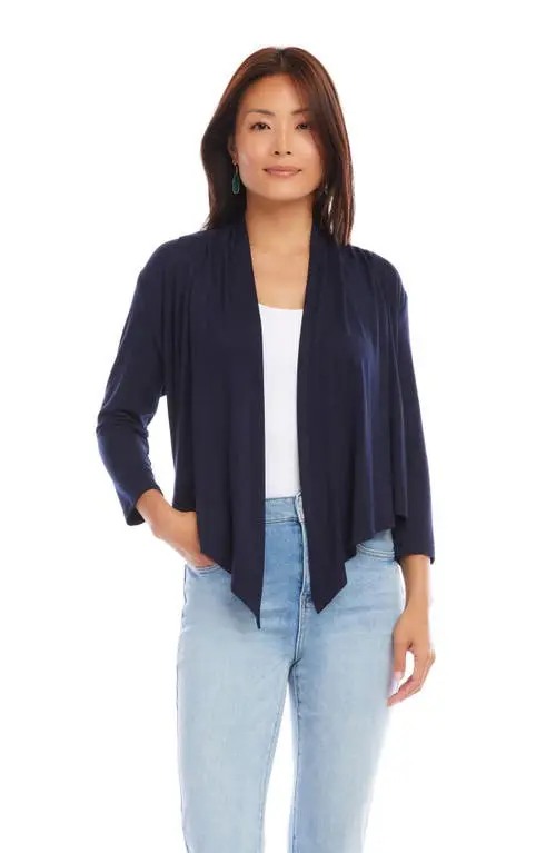 Karen Kane Calli Draped Open Front Cardigan - Navy
