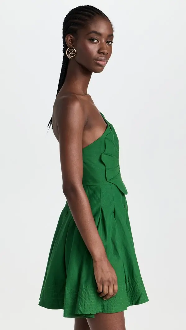farm rio green one shoulder lea mini dress FARM Rio Green One Shoulder Lea Mini Dress