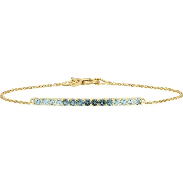 Bony Levy 14k Gold Bar Pendant Bracelet - London Blue Topaz