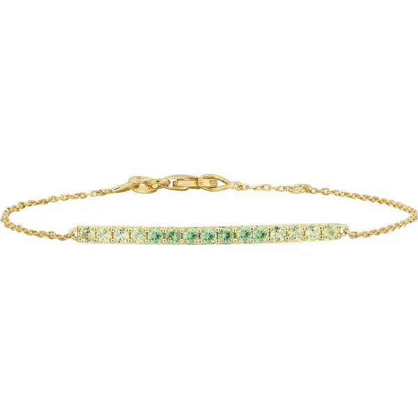 Bony Levy 14k Gold Bar Pendant Bracelet - Peridot Tsavorite