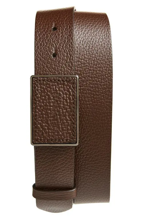 Canali Tumbled Calfskin Leather Belt - Brown