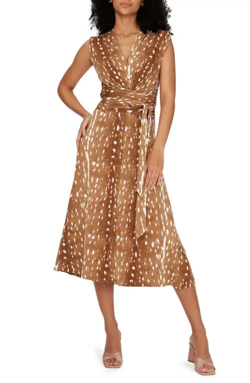 Diane Von Furstenberg Dorothee Faux Wrap Midi Dress - Fawn Neatural |  Editorialist