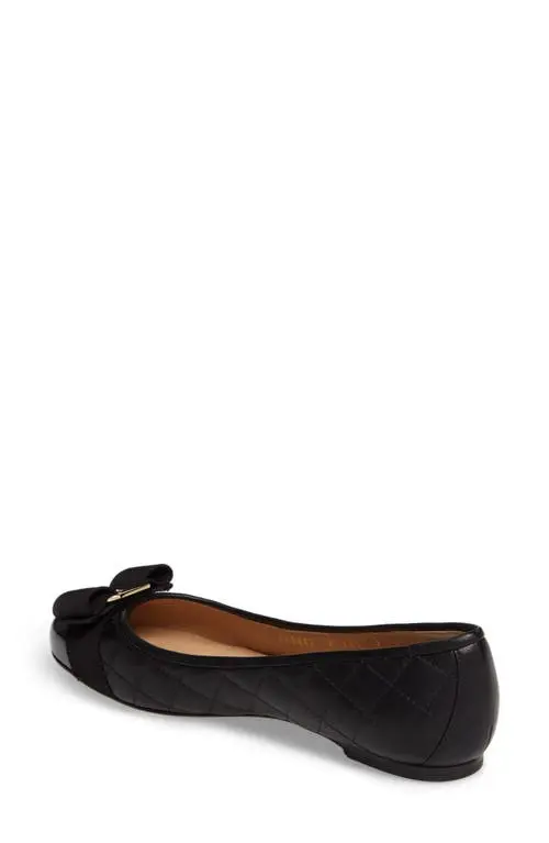 FERRAGAMO Salvatore Varina Quilted Ballerina Flats - Nero