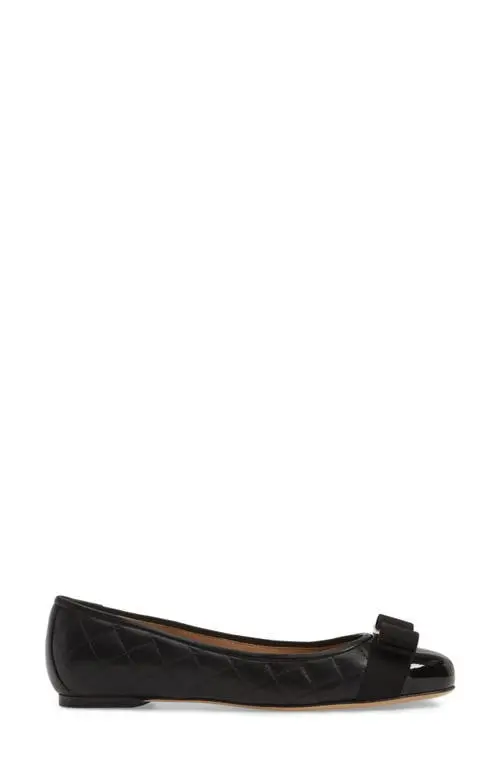 FERRAGAMO Salvatore Varina Quilted Ballerina Flats - Nero