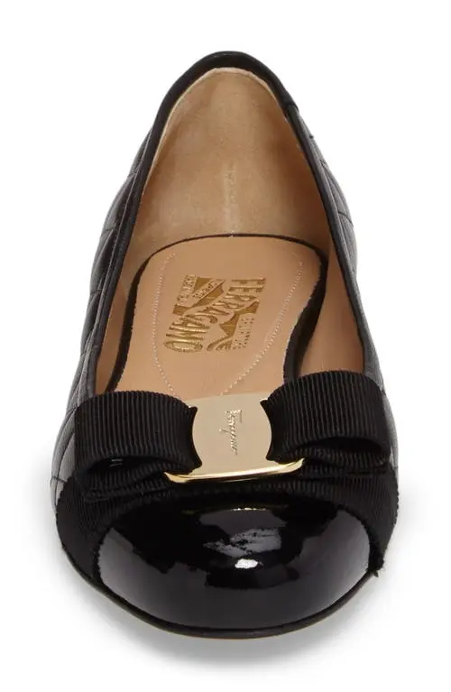 FERRAGAMO Salvatore Varina Quilted Ballerina Flats - Nero