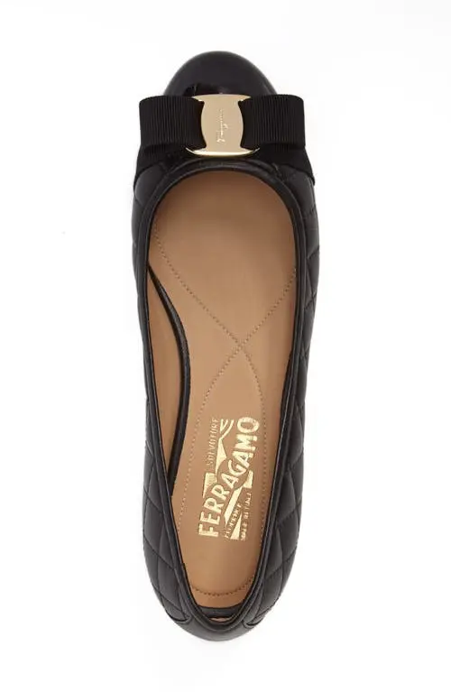 FERRAGAMO Salvatore Varina Quilted Ballerina Flats - Nero
