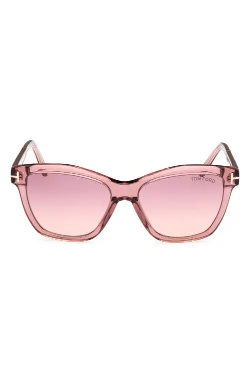 TOM FORD Lucia 54mm Square Sunglasses - Pink Brown/t Logo