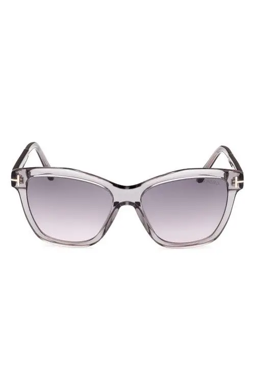 TOM FORD Lucia 54mm Square Sunglasses - Shiny Grey Black/smoke