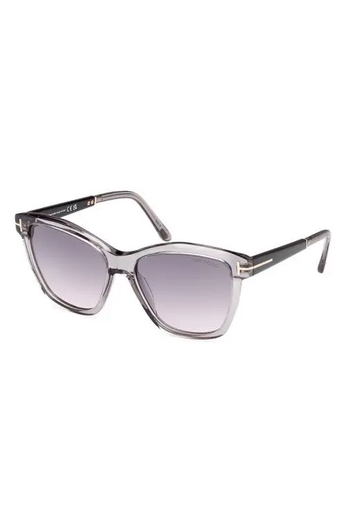 TOM FORD Lucia 54mm Square Sunglasses - Shiny Grey Black/smoke