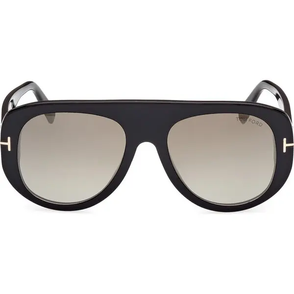 TOM FORD Cecil Pilot Sunglasses - Shiny Black/brown Mirror