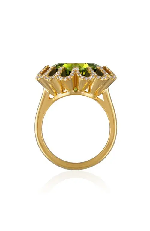 MINDI MOND Floating Peridot & Diamond Ring - 18k Yellow Gold