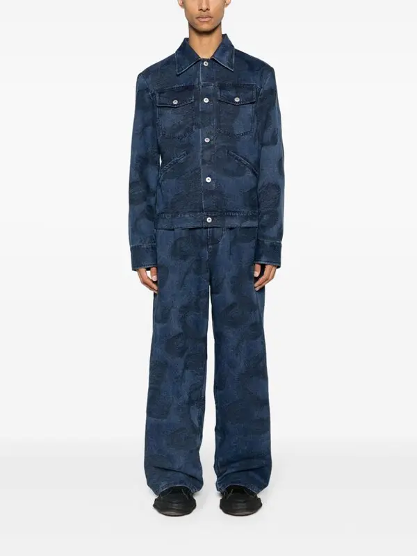 Feng Chen Wang Dragon-Jacquard Straight-Leg Jeans In Blue - 45