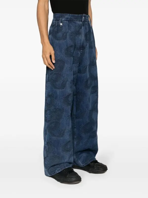 Feng Chen Wang Dragon-Jacquard Straight-Leg Jeans In Blue - 45