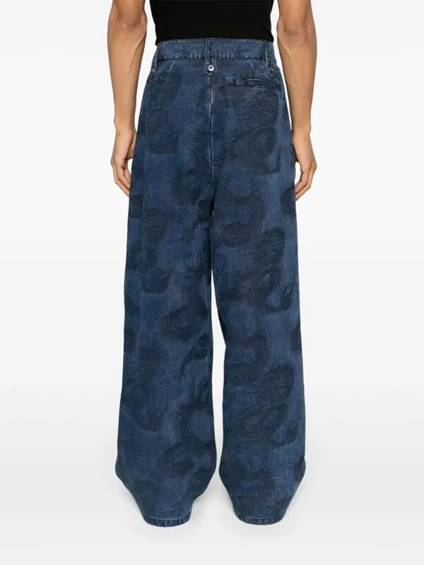 Feng Chen Wang Dragon-Jacquard Straight-Leg Jeans In Blue - 45