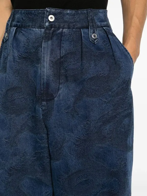 Feng Chen Wang Dragon-Jacquard Straight-Leg Jeans In Blue - 45