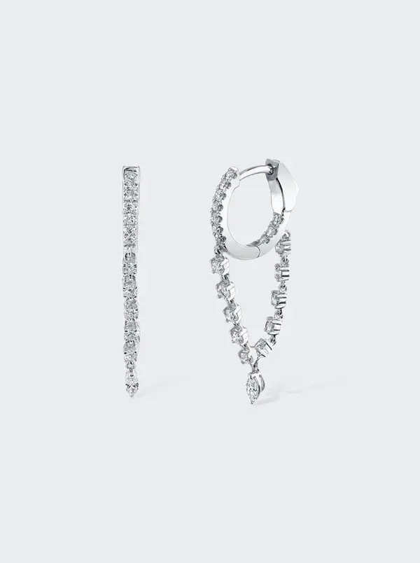 ANITA KO Single Diamond Huggie Earring With Marquise Drop - White Gold