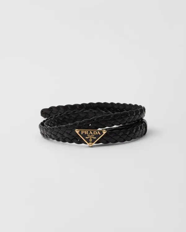 Prada Nappa Leather Braided Belt - Black
