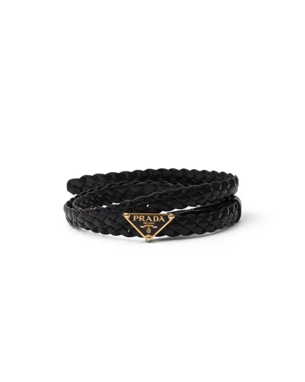 Prada Nappa Leather Braided Belt - Black