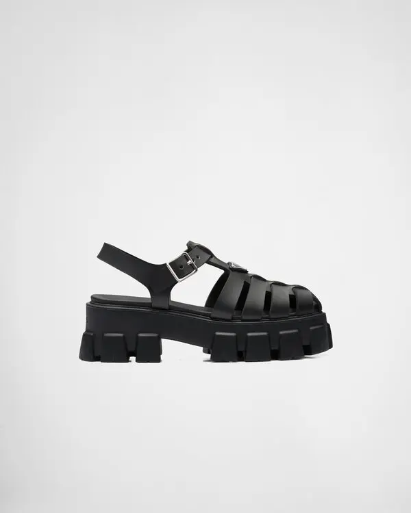 Prada Rubber Monolith Sandals - Black
