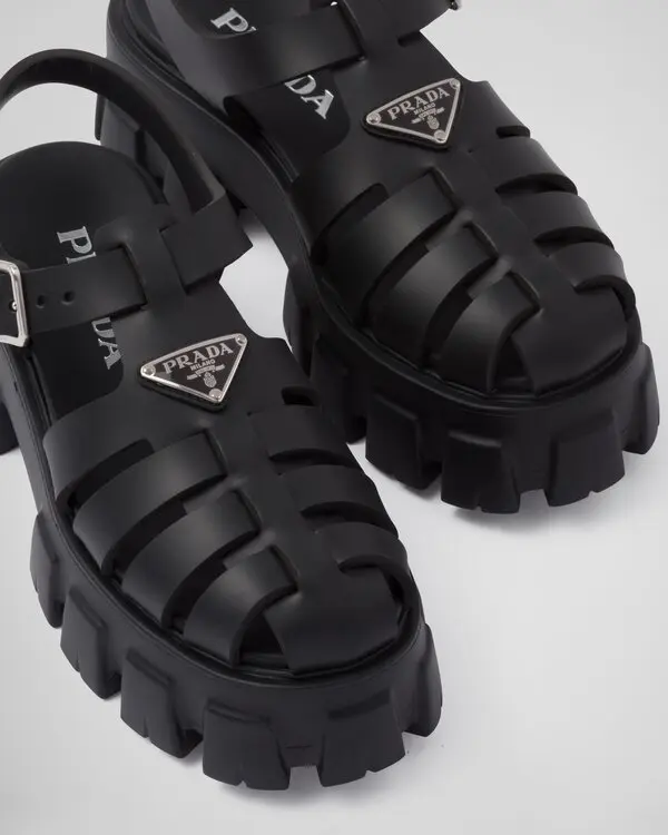 Prada Rubber Monolith Sandals - Black