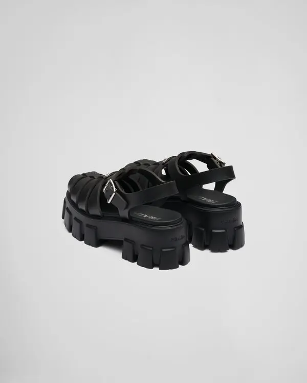 Prada Rubber Monolith Sandals - Black