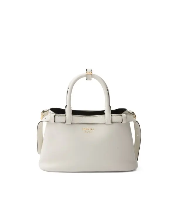 Prada Buckle Small Leather Handbag - White