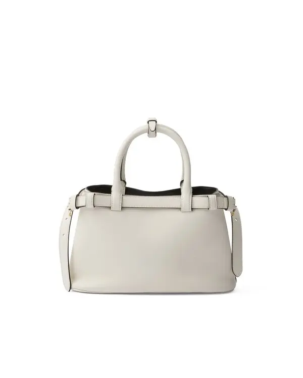 Prada Small Leather Handbag With Buckle Detail - White