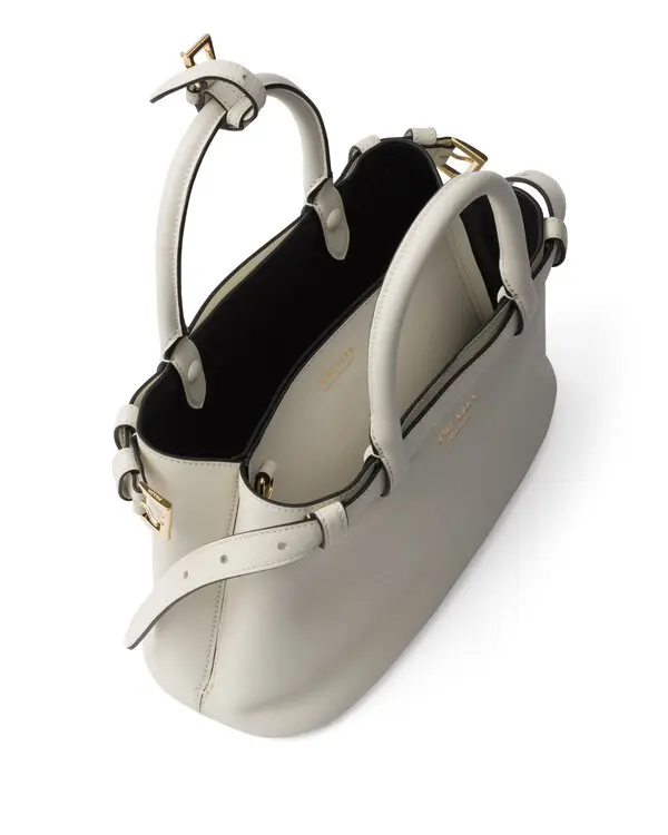 Prada Small Leather Handbag With Buckle Detail - White