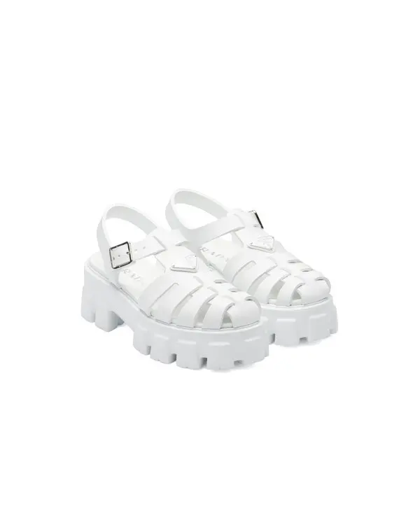Prada Rubber Monolith Sandals - White