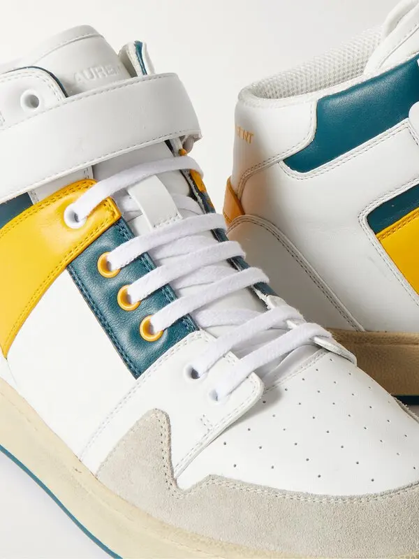 Saint Laurent Lax Colour-Block Leather And Suede High-Top  display picture 1