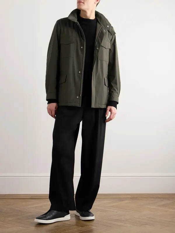 Loro Piana Traveller Windmate Shell Hooded Jacket - Green