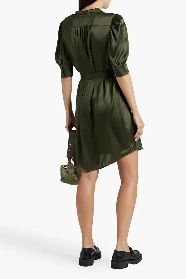 frame green silk dress Lady Black Tie - Toby Maxi - Satin Dress With Lace Up Back & Scarf